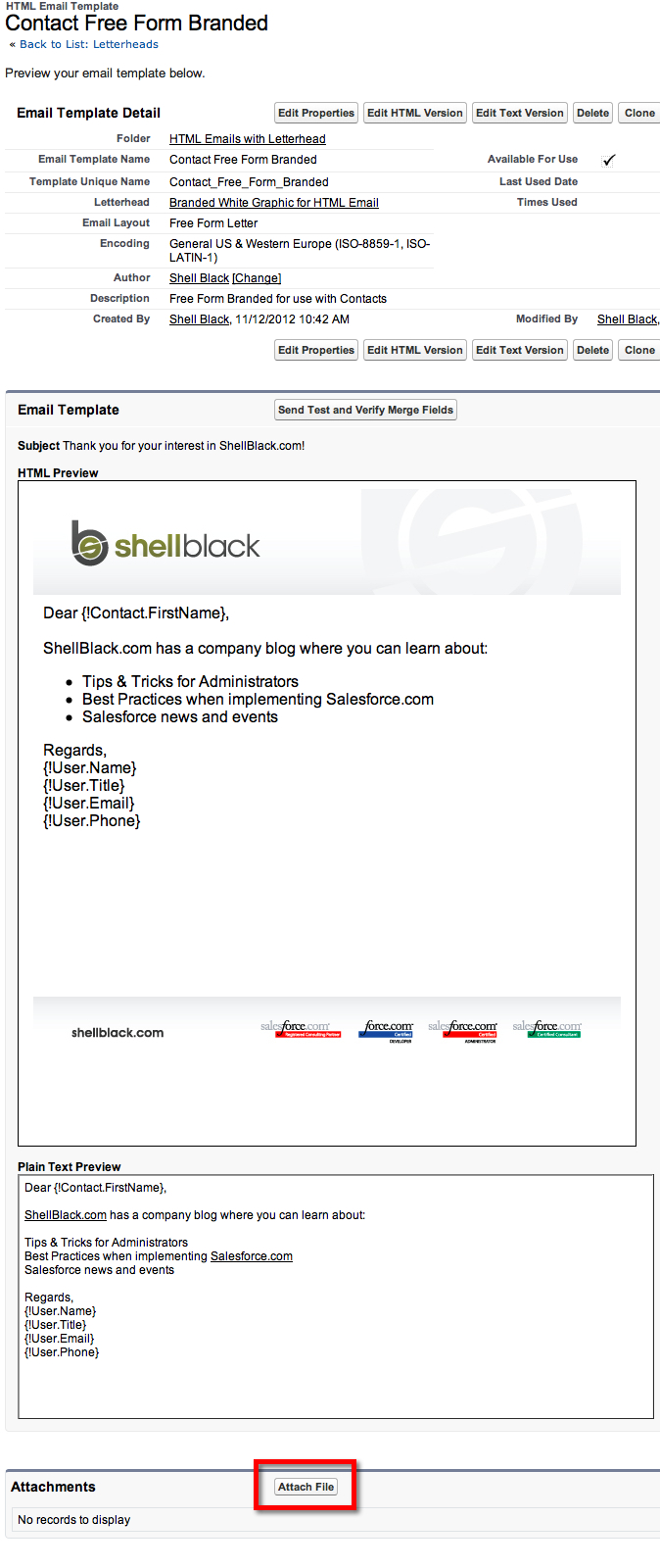 Create a Salesforce HTML Email Template with Merge Fields